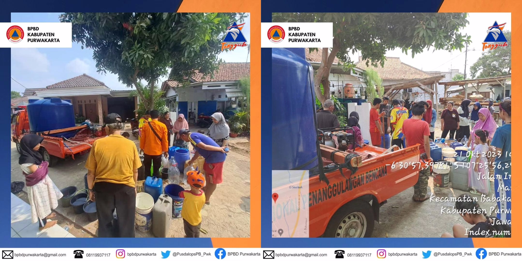 BPBD Purwakarta melakukan Pendistribusian Air Bersih di Kp. Ali Hamdan RT. 016/RW. 004 Desa ...